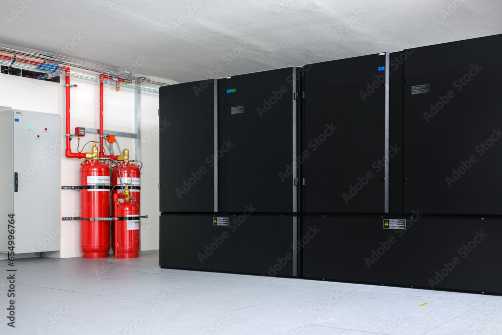 Clean agent fire suppression system used in data centers, backup ...