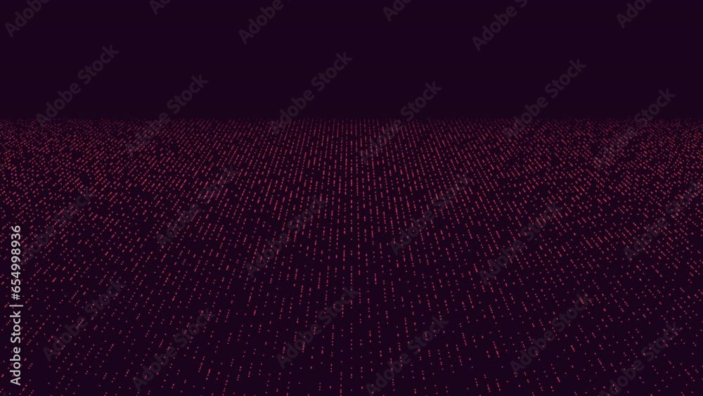 A dark red background with scattered white dots forms a pixelated ...