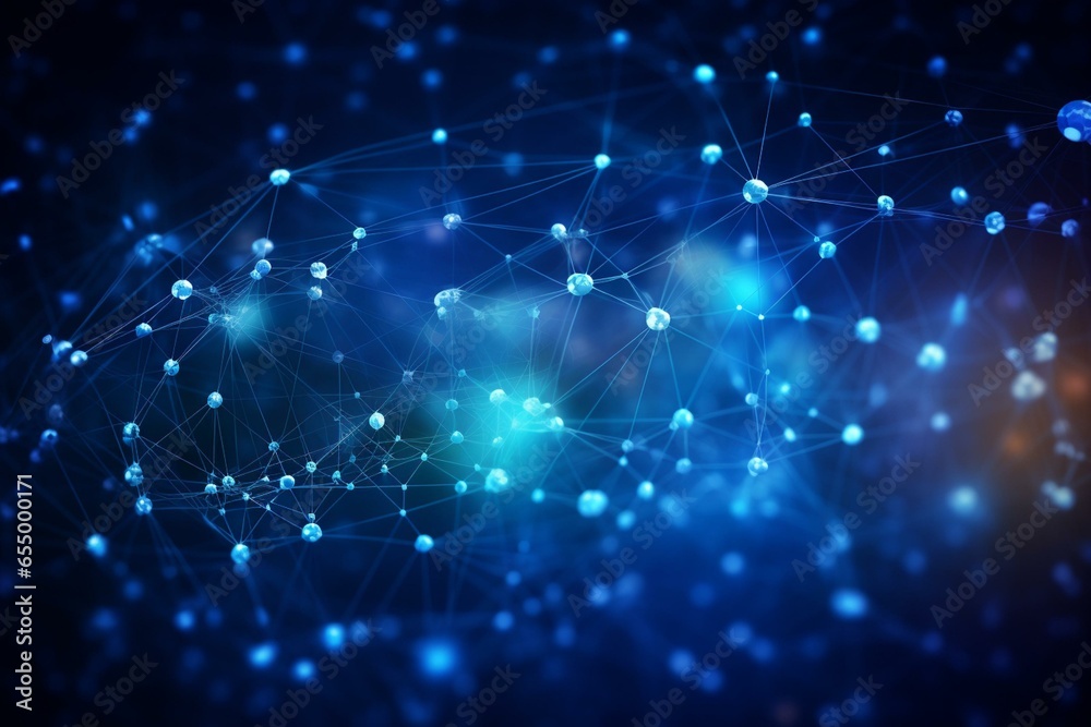 Abstract blue background with lines and connection points resembling a ...