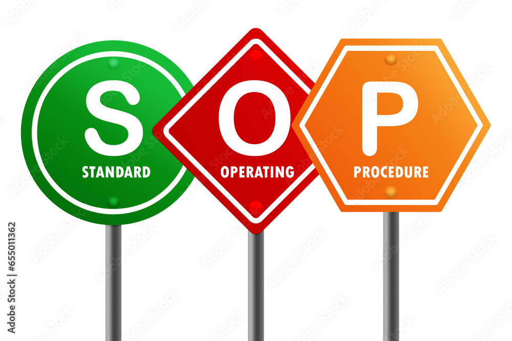 Road sign with SOP standard operating procedure word Stock Illustration ...