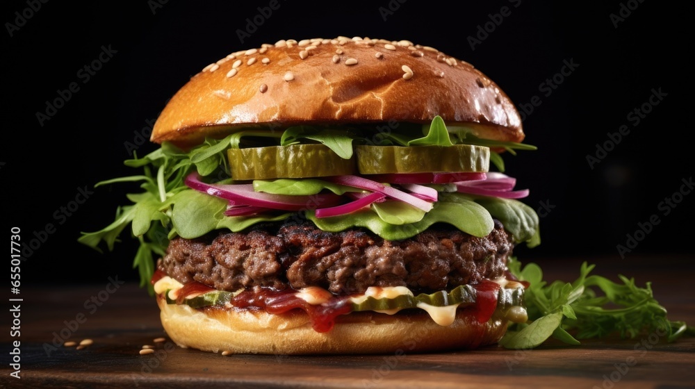 This food shot captures the essence of a plantbased burger that ...