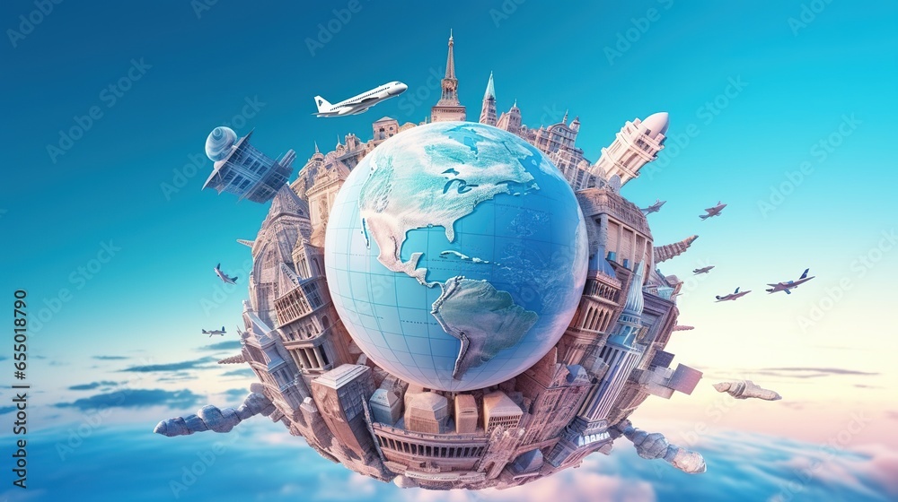 World landmarks photo collage isolated on white background, travel ...