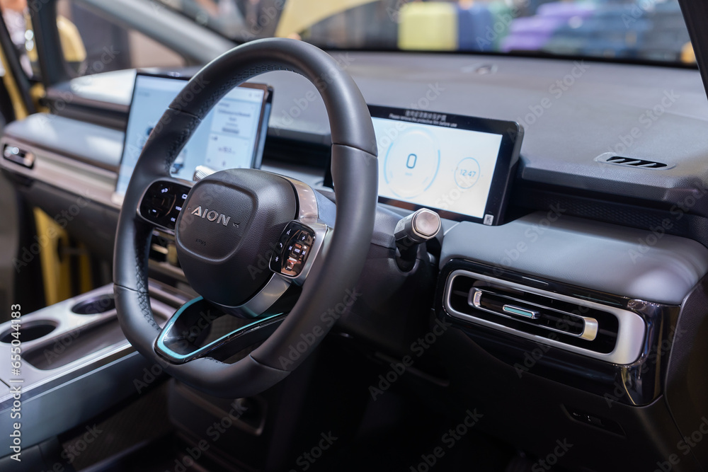 Chiang Mai, Thailand - September 29, 2023: GAC Aion. Close up Aion ...