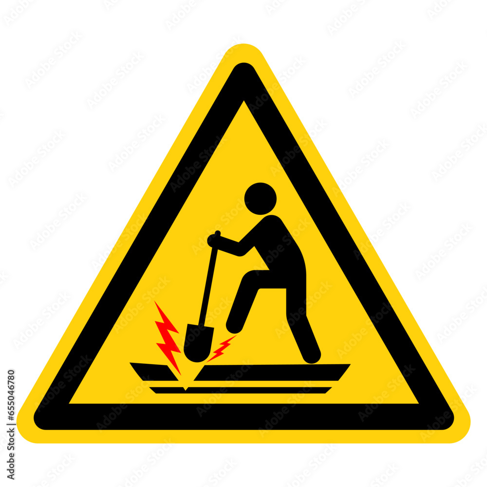 Warning Buried Cable Do Not Dig Symbol Sign ,Vector Illustration ...