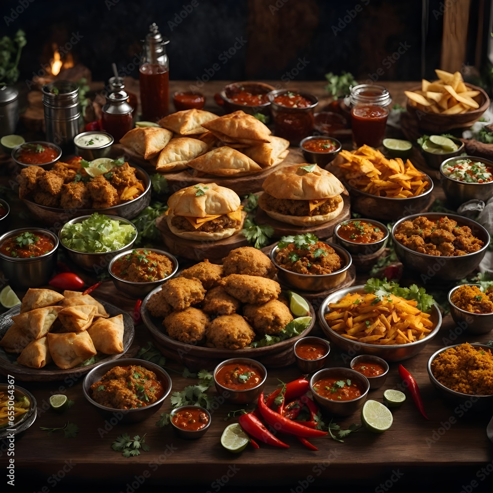Vegetarian samsa or samosas.Indian special traditional street food ...