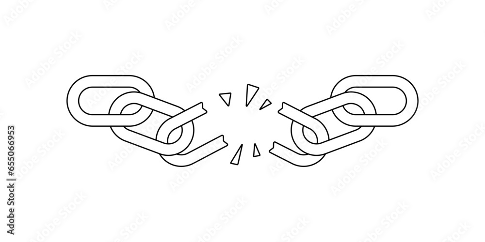 Broken chain line silhouette. Vector minimalist linear illustration ...