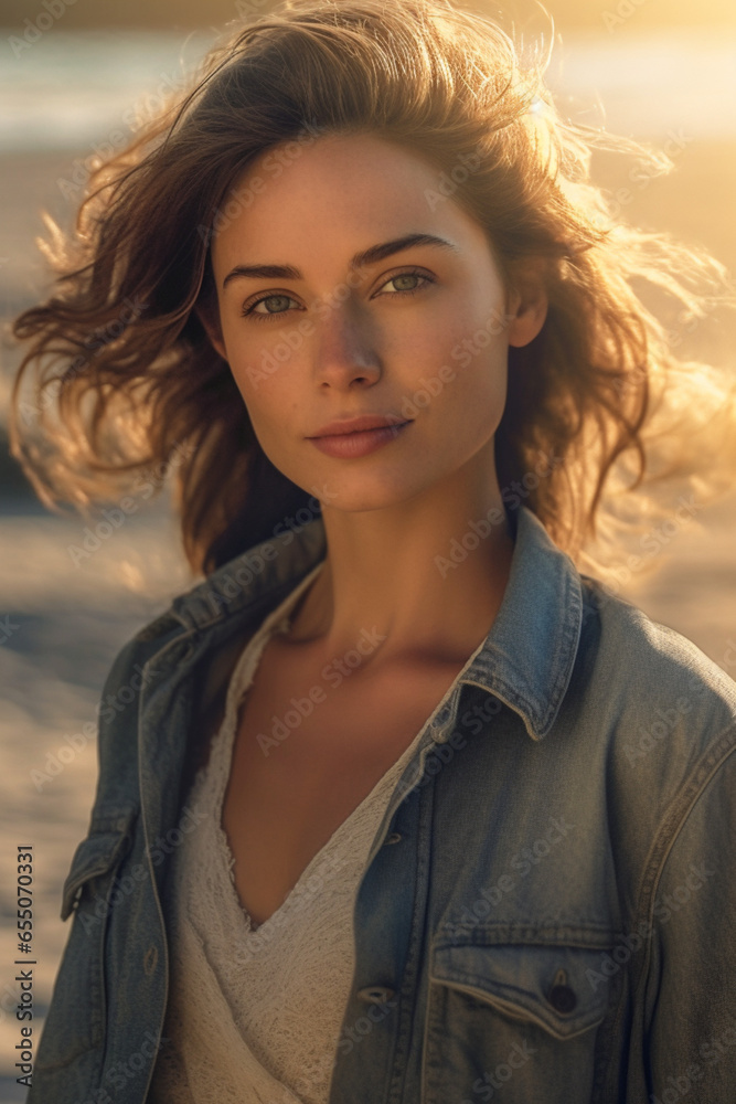 Beach Beauty: Stunning Portrait of a Woman Enjoying the Beach - Created ...