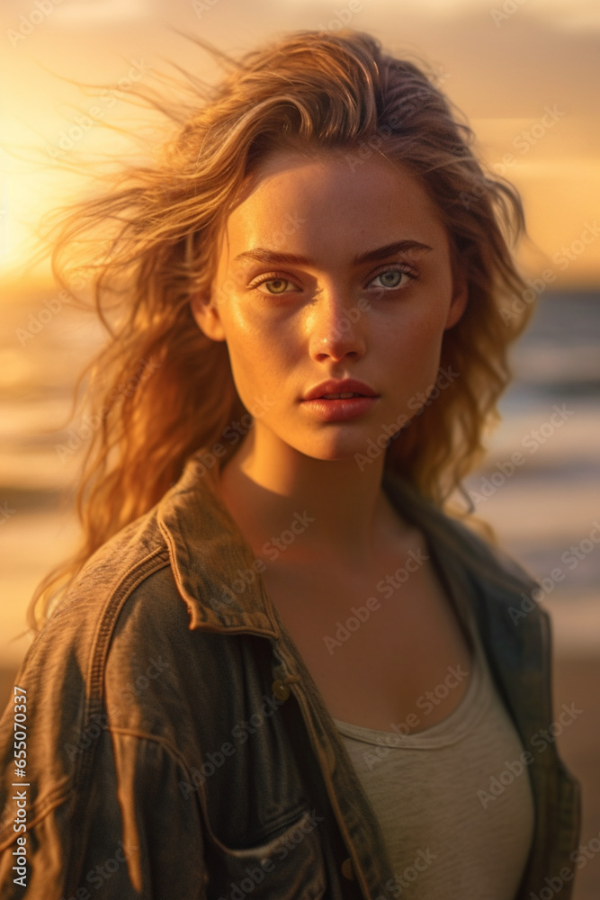 Beach Beauty: Stunning Portrait of a Woman Enjoying the Beach - Created ...