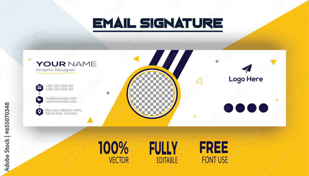 Colorful Email Signatures Template Vector Design, Email Footer, and ...