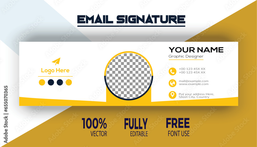 Colorful Email Signatures Template Vector Design, Email Footer, and ...
