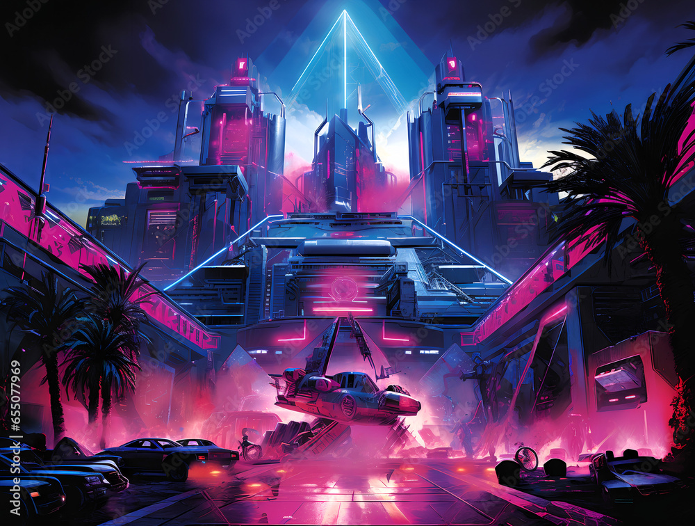 Neon Nights: 80s Magazine Cover with Vibrant Pink and Blue Aesthetics ...