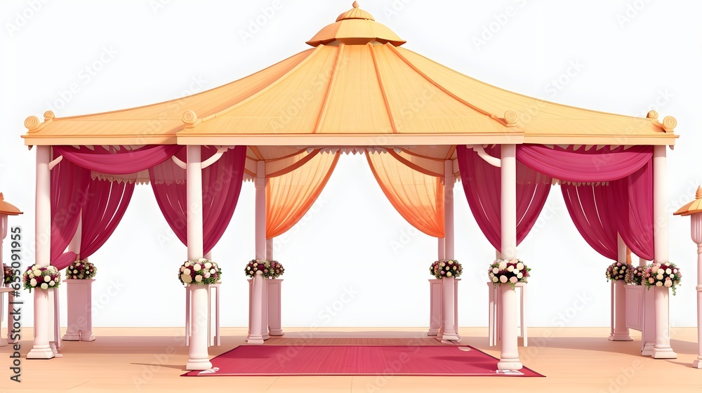 3d Indian hindu wedding mandap, decorations isolated with white ...