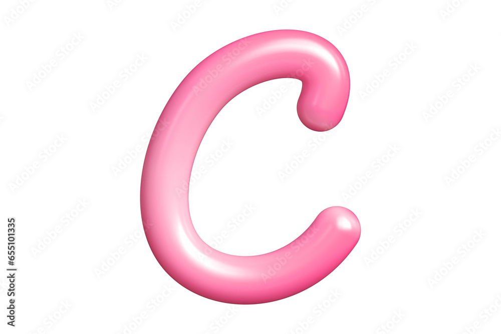 3D rendering curly handwritten font letter C in pink.. Graphic resource ...