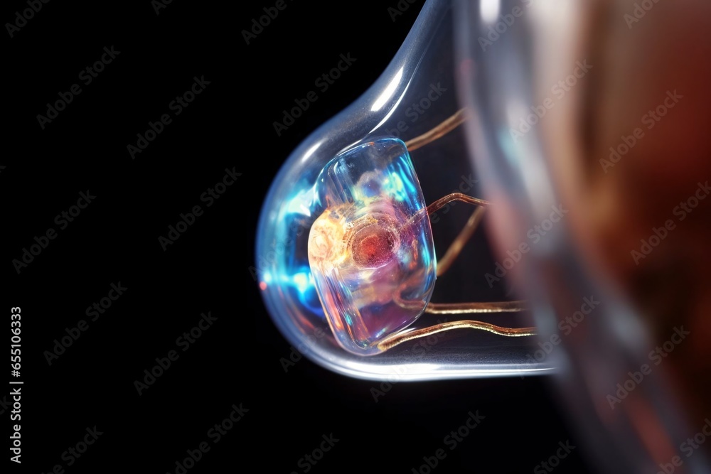 Human ear anatomy. Close up of human ear with Futuristic digital ...