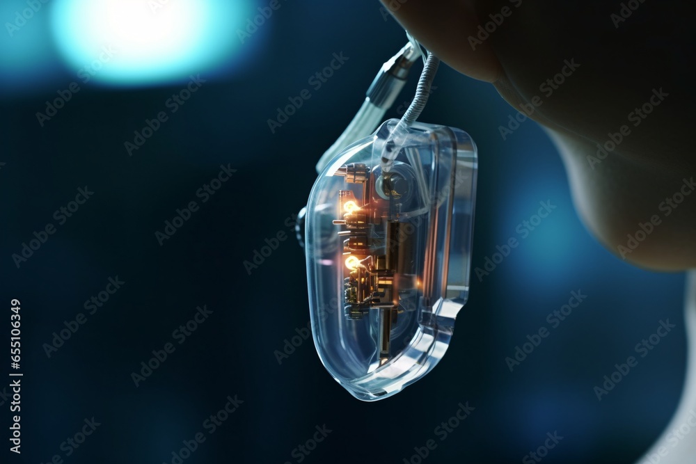Human ear anatomy. Close up of human ear with Futuristic digital ...