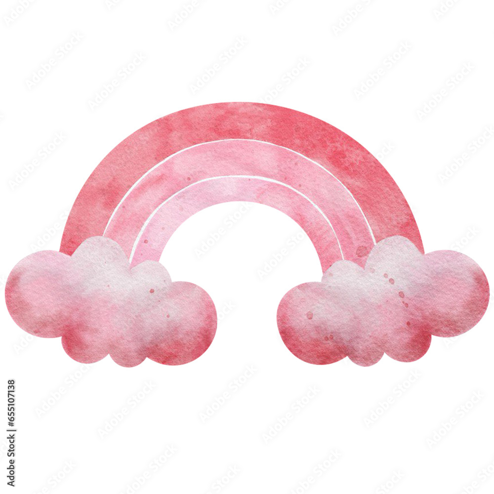 Watercolor Illustration blue rainbow for baby girl. Illustration ...