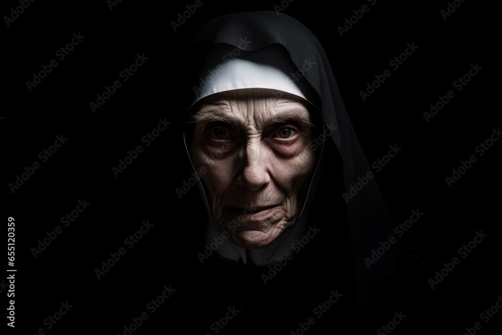 Nun creepy portrait. Demon ghost sister. Generate Ai Stock Photo ...