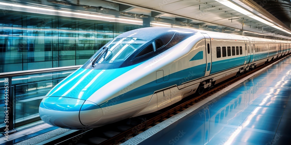 AI Generated. AI Generative. Fast speed train metro sybway on ground ...