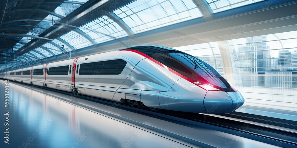 AI Generated. AI Generative. Fast speed train metro sybway on ground ...