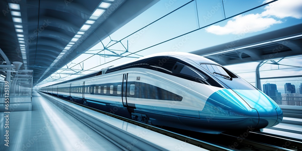 AI Generated. AI Generative. Fast speed train metro sybway on ground ...