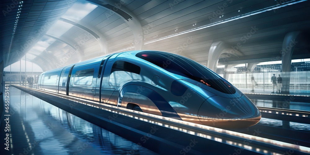 AI Generated. AI Generative. Fast speed train metro sybway on ground ...
