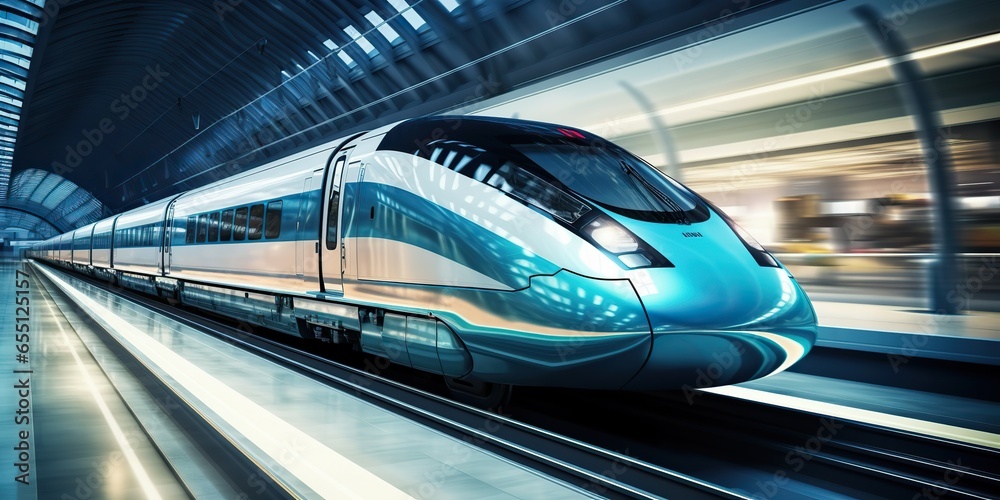 AI Generated. AI Generative. Fast speed train metro sybway on ground ...