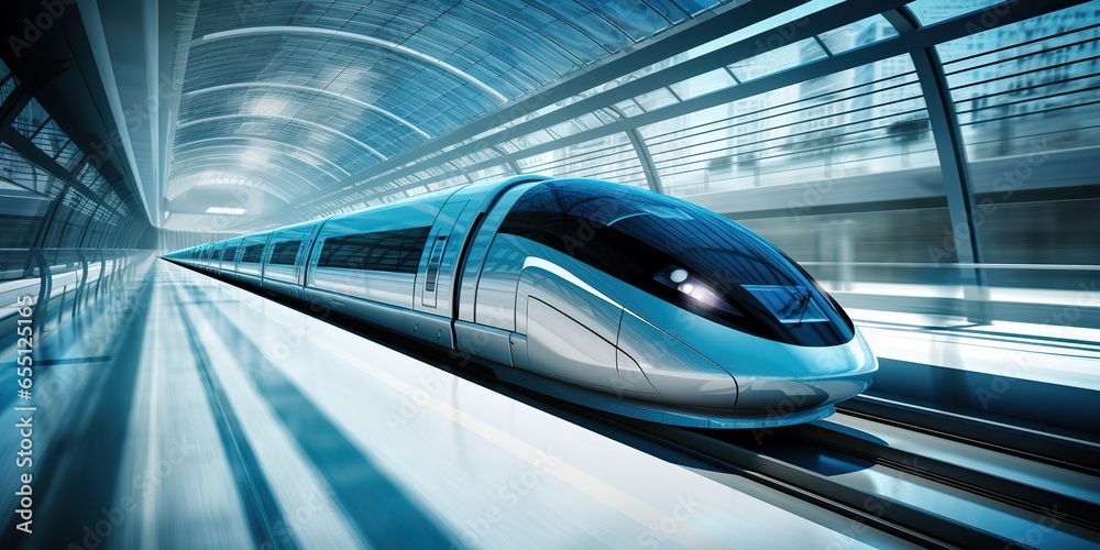 AI Generated. AI Generative. Fast speed train metro sybway on ground ...