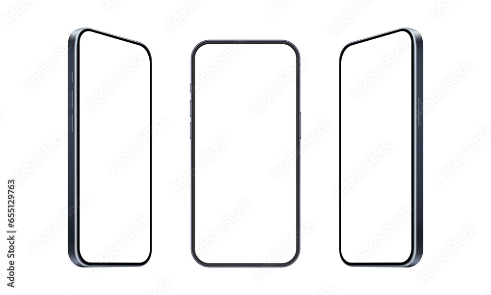 Poster Modern Smartphones Set, Blank Screens, Front, Side View ...
