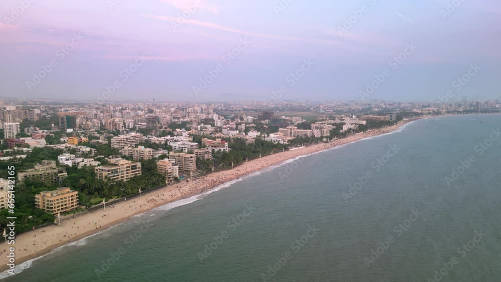 Mumbai, India: Aerial view of Juhu Beach, famous city beach in capital ...