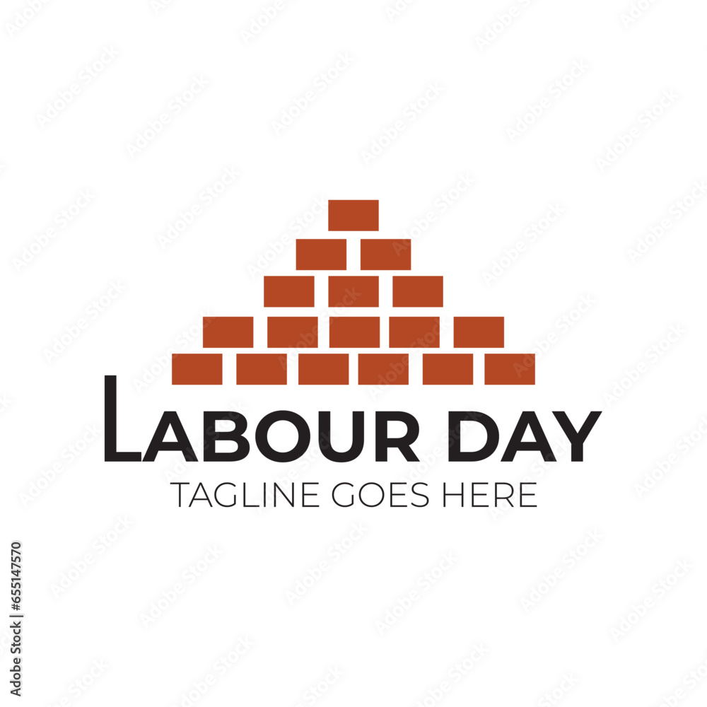 Labour day logo,labour day.labour day typography logo,bricks, worker ...