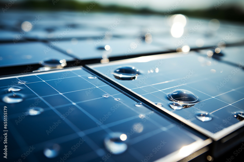 up-close photo highlighting the photovoltaic cells of a solar panel ...