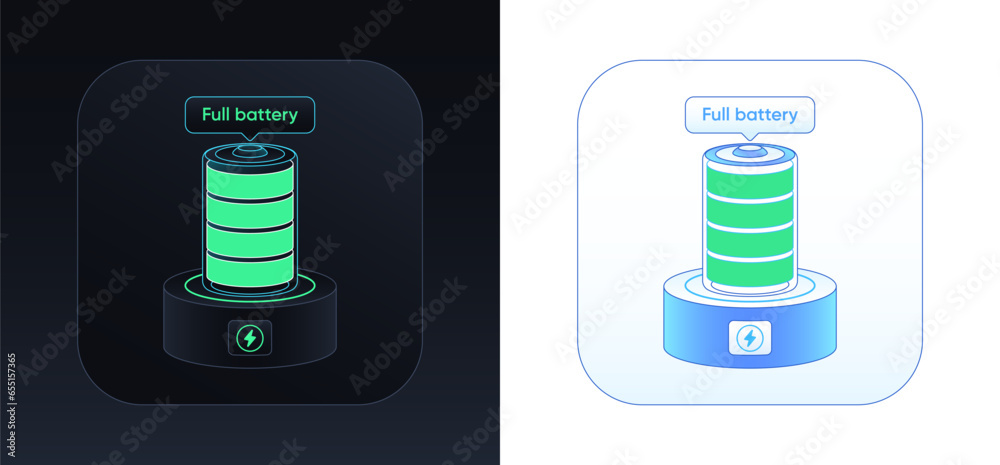 Full battery. Abstract battery with high charge level indicator ...