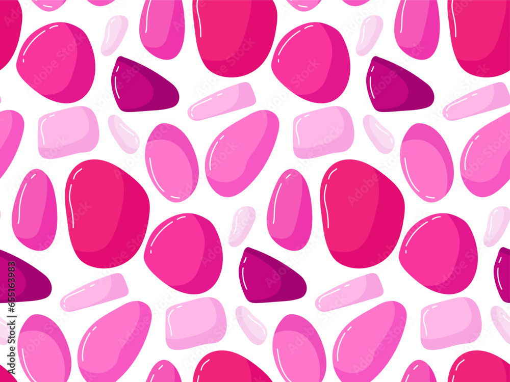 Seamless Magenta pebbles pattern. Various shapes bright pink colors ...