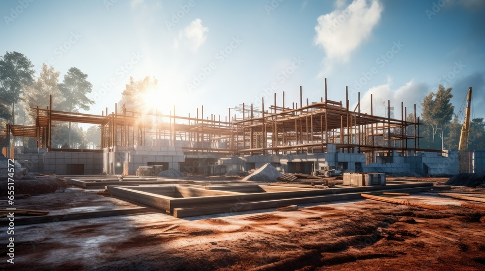 A bright, vibrant image of a construction site captured with a Nikon ...