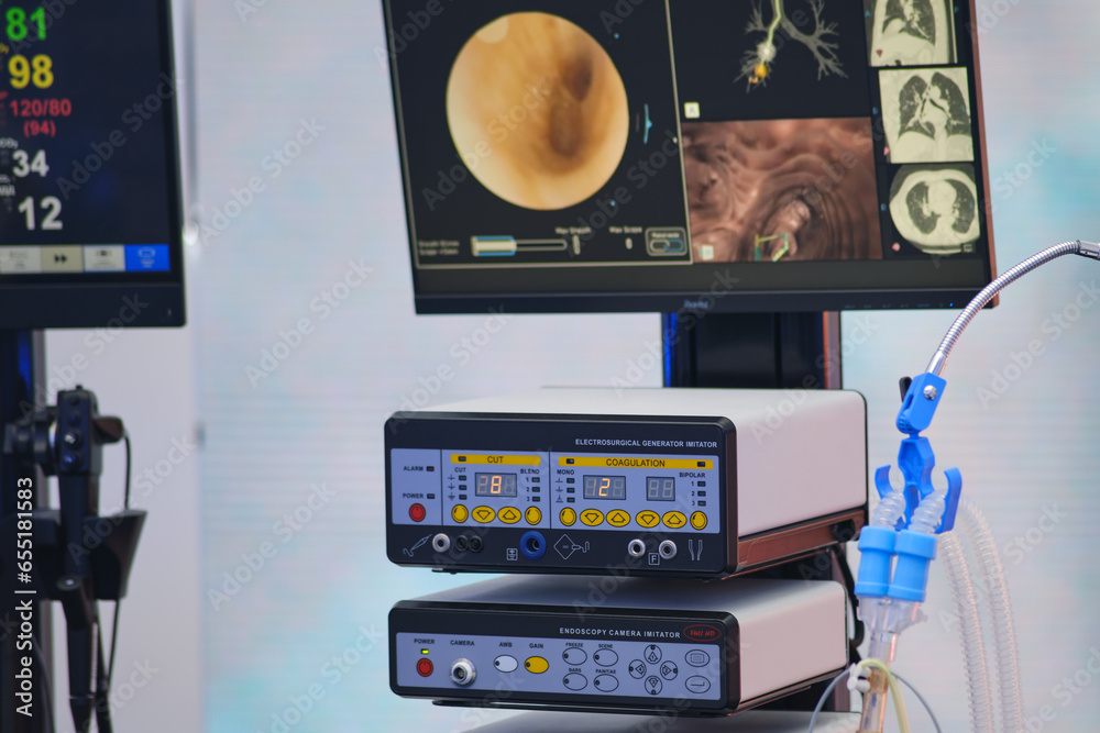 Medical equipment in the operating room for electrosurgical and ...