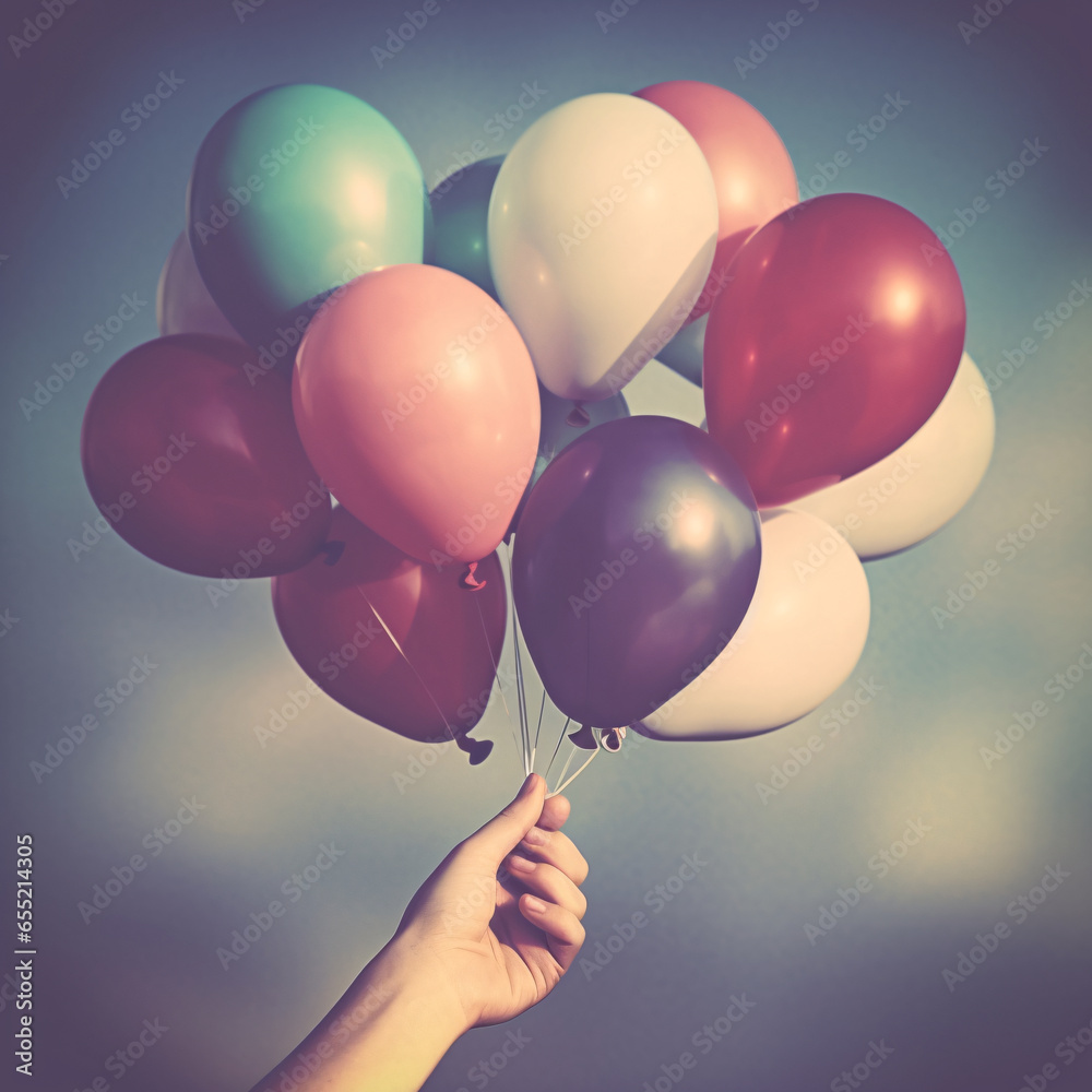 hand holding balloons Stock Illustration | Adobe Stock