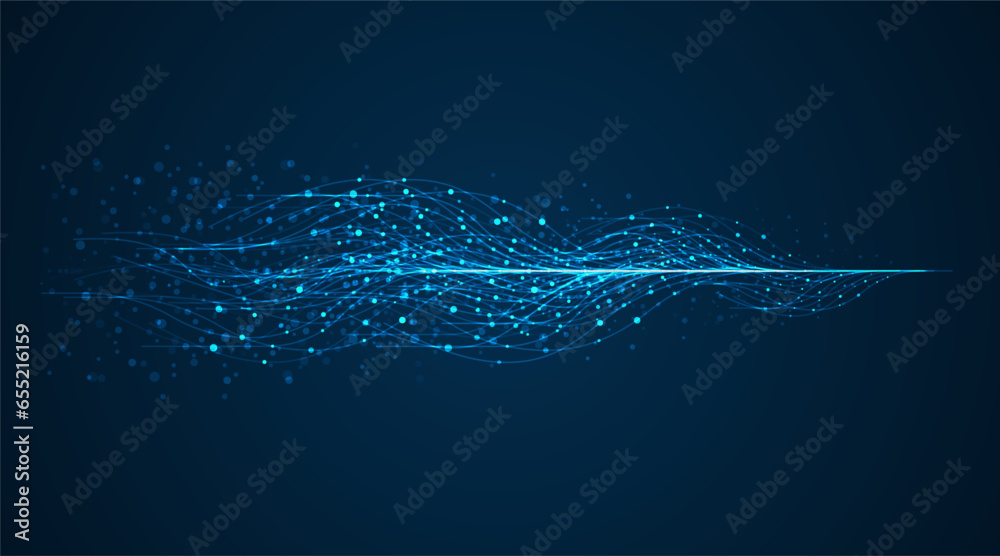 Ai technology. Concept of artificial intelligence. Blue and dots lines ...