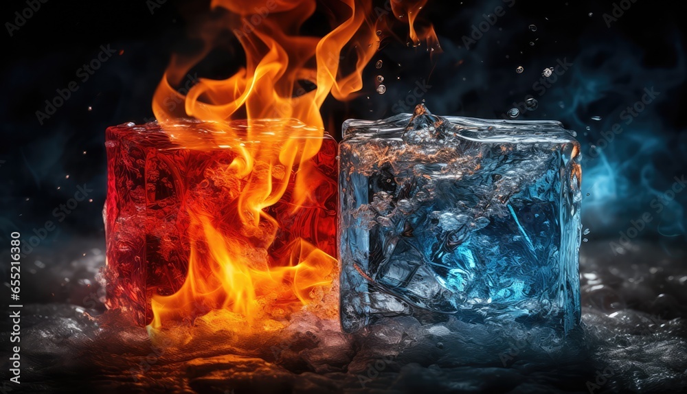 fire and ice, hot and cold concept. Peace and War, Joy and Sorrow ...