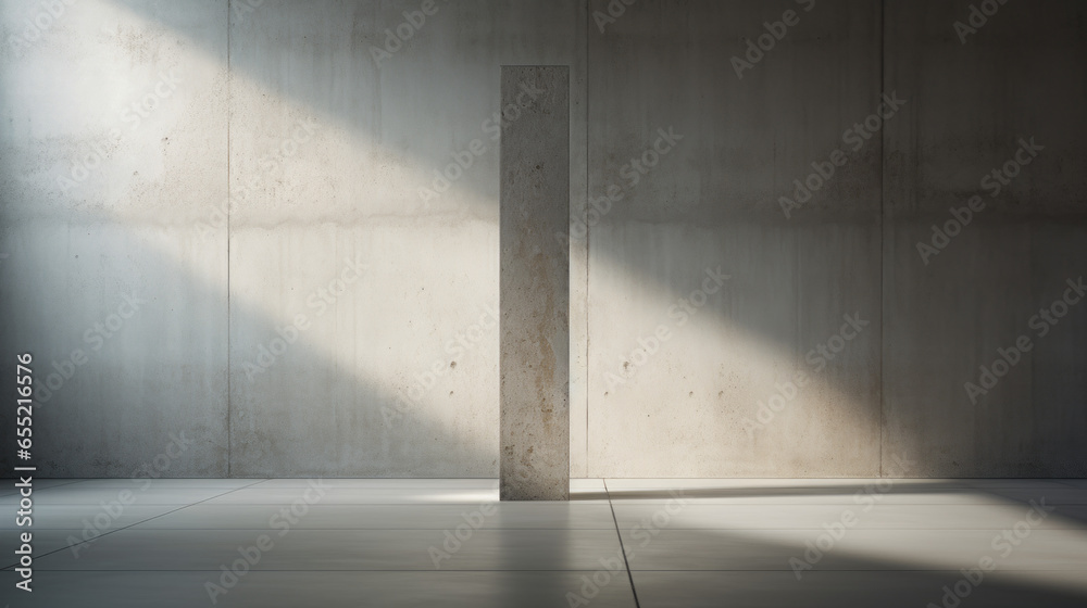 A massive concrete pillar stands in the middle of the room stretching ...