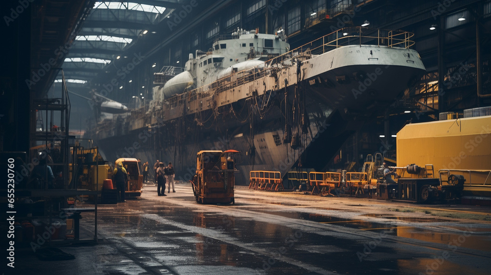 Boat assembly plant. Boat manufacturer. Boat factory. Generative AI ...