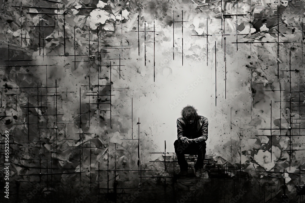 Shards of Emotion: Abstract Depiction of a Broken Person Conveying ...