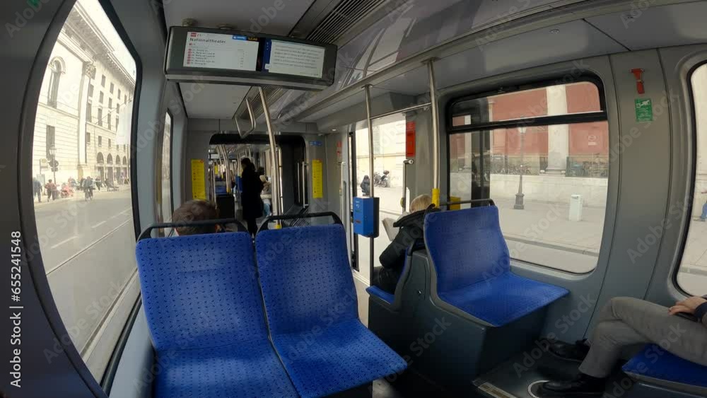 Munich. Germany. Interior of streetcar in Munchen Deutschland. Inside ...