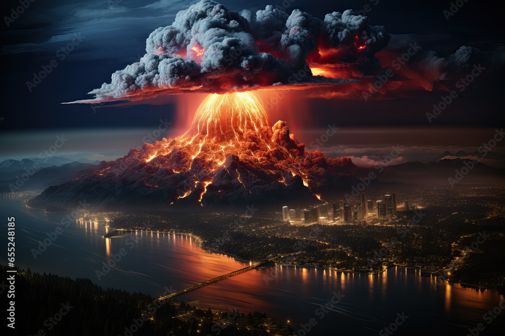 Aerial view of the end of world with shifting tectonic plates ...