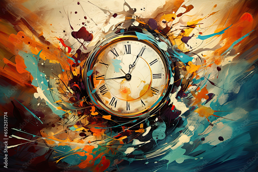 Surreal Clock: Time Running Out, Urgency, and Alarm in a Swirly ...