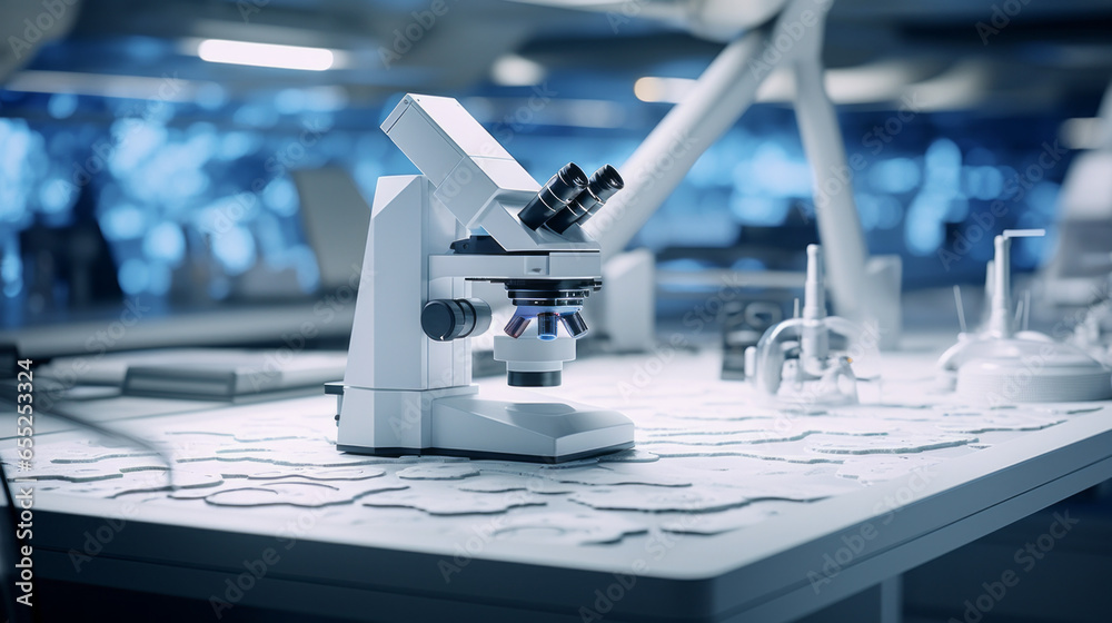 A pharmaceutical research laboratory's electron microscope, visualizing ...