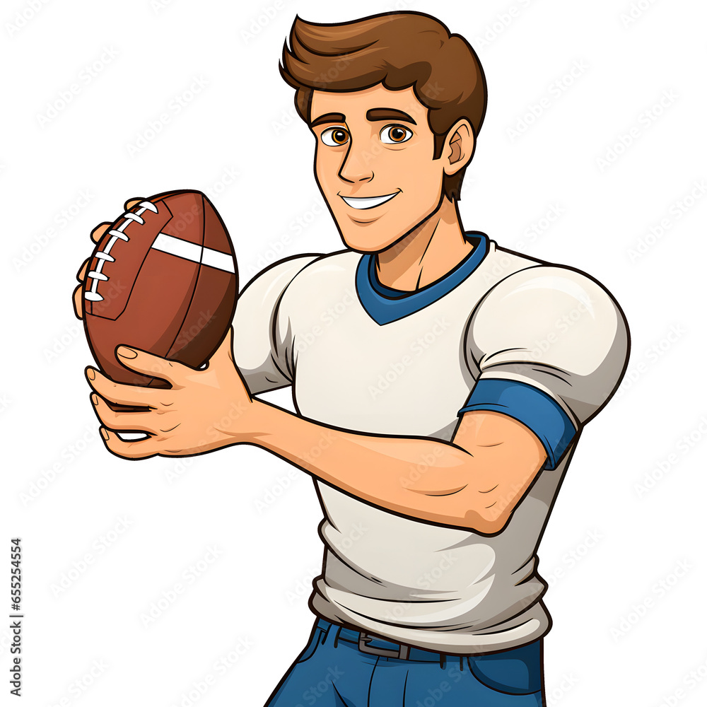 cartoon clipart of Quarterback, football clipart, transparent ...
