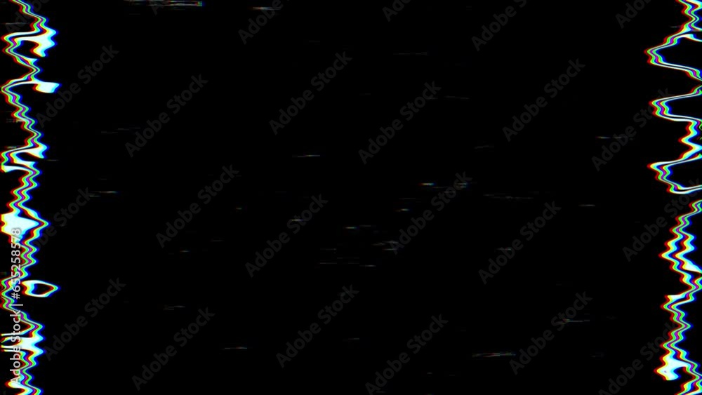 Flickering static border on a black TV screen in a seamless loop ...