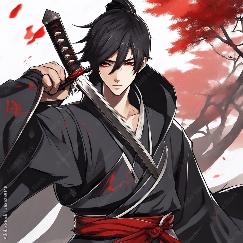 male sumurai, a 16-year-old Chinese-style boy with a sword, an ...