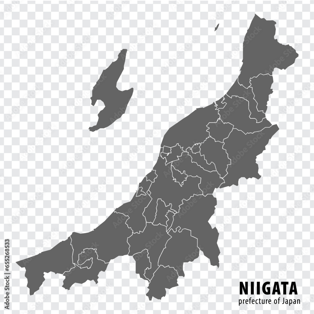 Blank map Niigata Prefecture of Japan. High quality map Niigata with ...