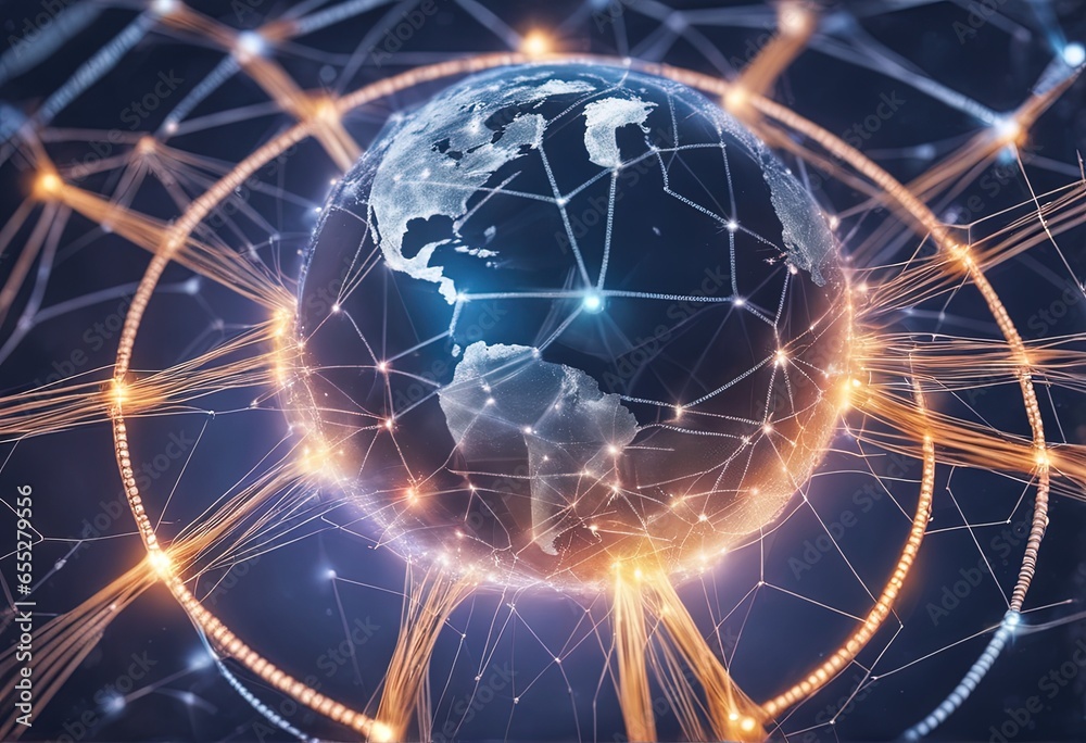 global network connection. world map on the perception of global ...